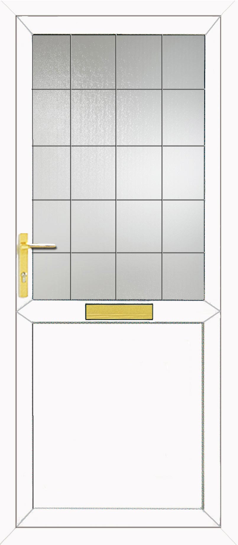 Half Glazed Flat Panel Square Lead UPVC Front Door